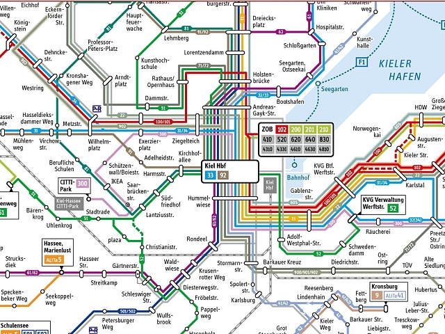 Interaktiver Liniennetzplan der KVG online | NAH.SH